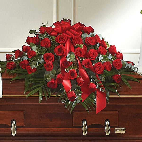 Red Radiance Casket Cover | Bloom Funeral Flowers Chicago – Bloom Funeral & Sympathy Flowers Dallas